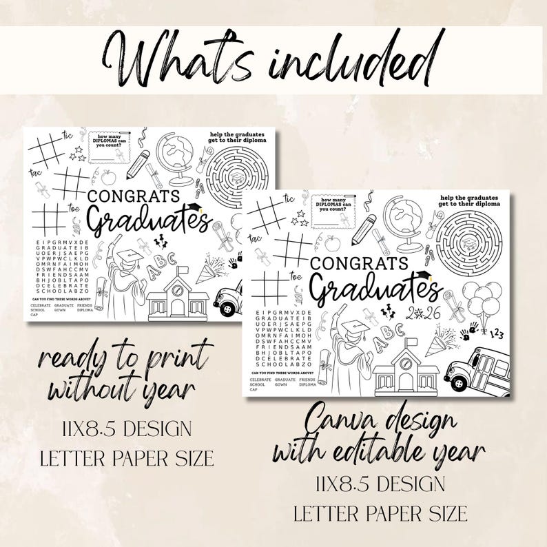 Graduation Activity Mats - Etsy
