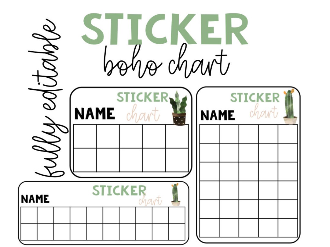 Boho Behavior Sticker Chart - Etsy
