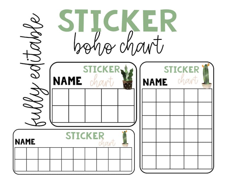 Boho Behavior Sticker Chart - Etsy