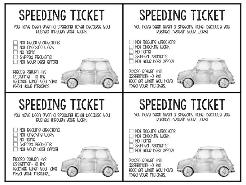 Speeding Tickets Classroom Management - Etsy