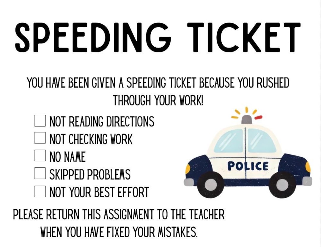 Speeding Ticket! *classroom Management* - Etsy