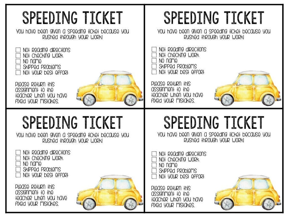 Speeding Tickets Classroom Management - Etsy