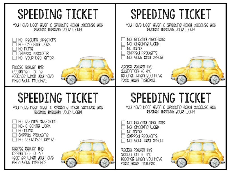 Speeding Tickets Classroom Management - Etsy