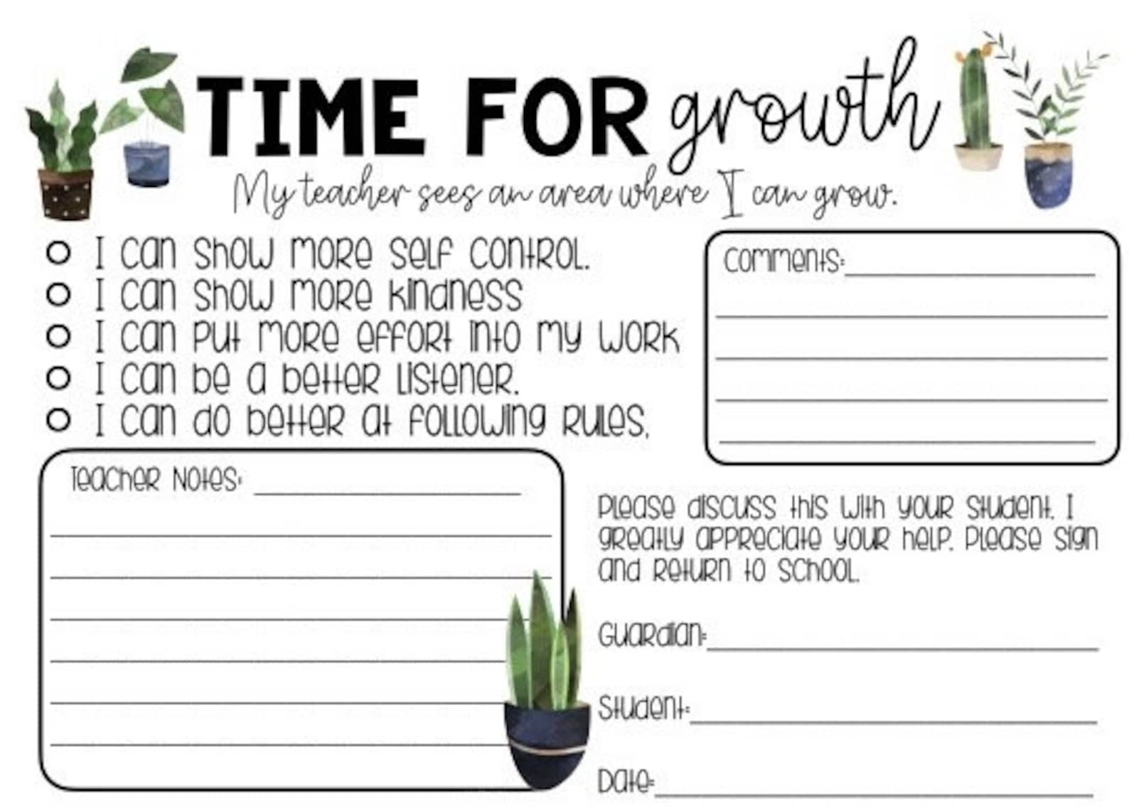 Behavior Management Teacher-parent Communication Forms - Etsy