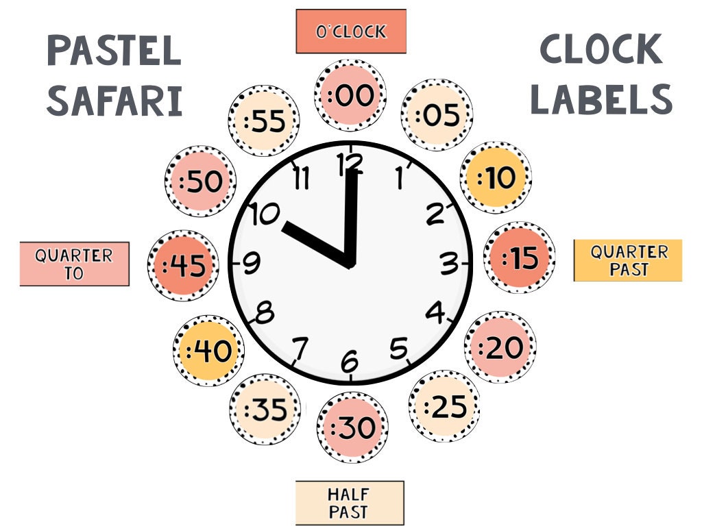 Pastel Safari Clock Labels - Etsy