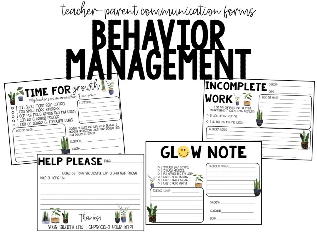 Behavior Management Teacher-parent Communication Forms - Etsy