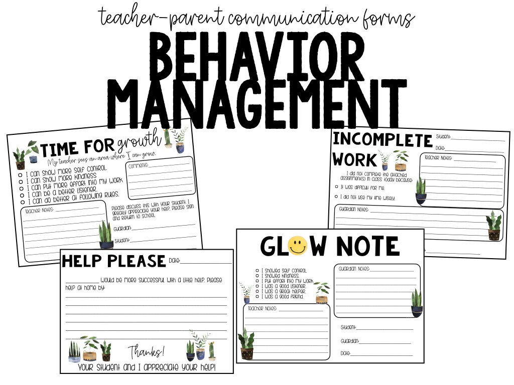 Behavior Management Teacher-parent Communication Forms - Etsy