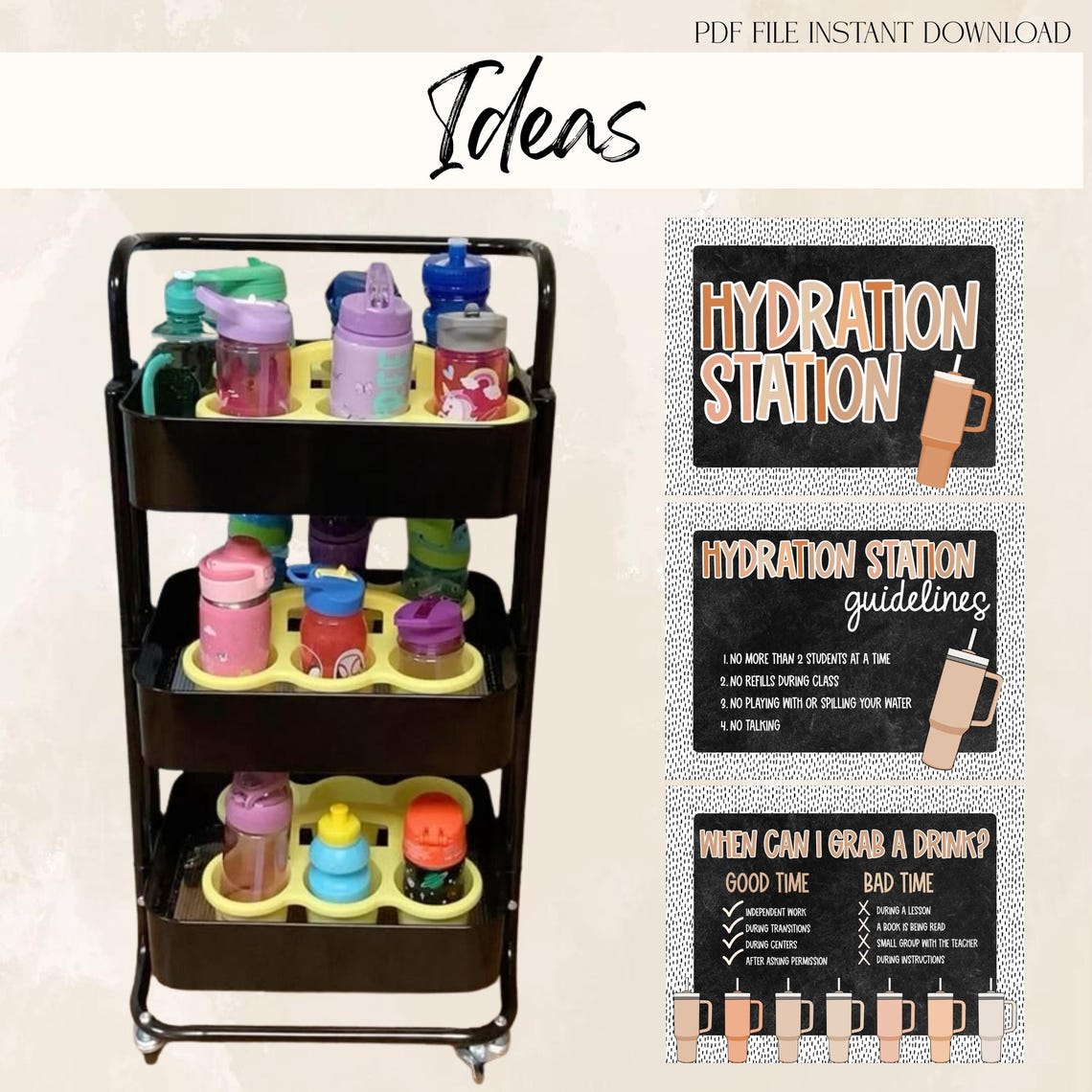 Classroom Hydration Station Set: Modern Sahara Decor (digital Download ...