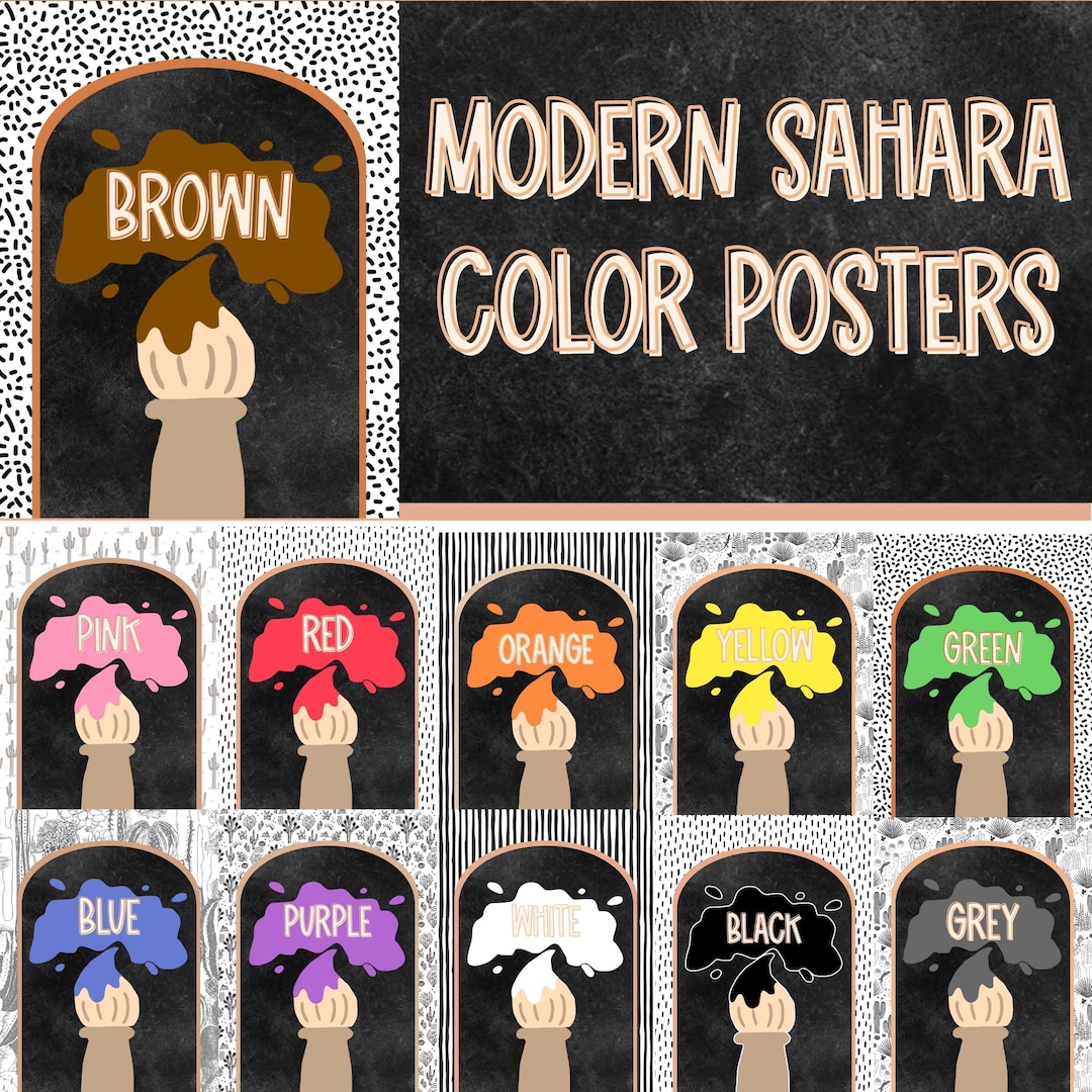 Modern Sahara Color Posters | Classroom Decor | Boho Classroom Color ...