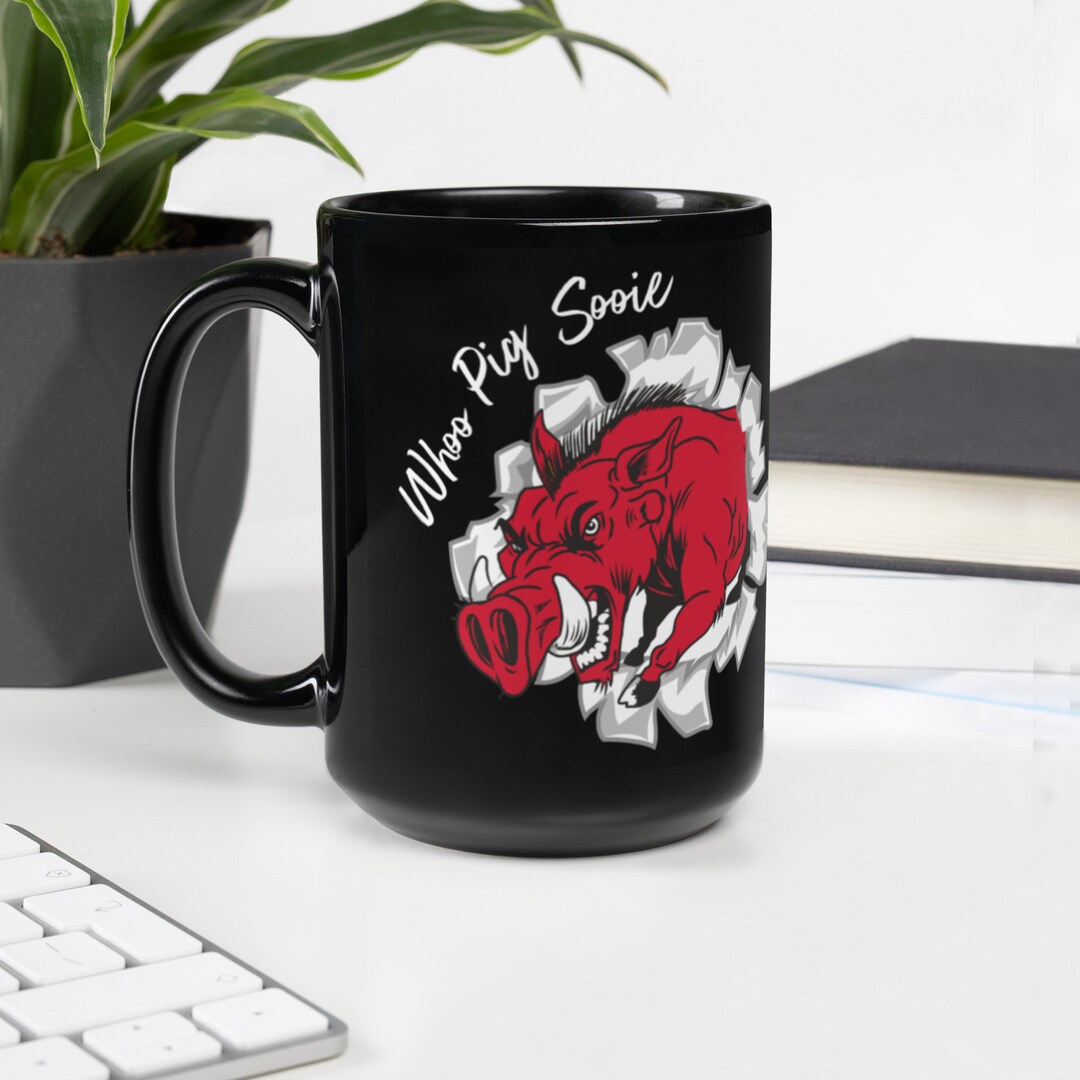 Razorback Whoo Pig Sooie Black Glossy Mug - Etsy