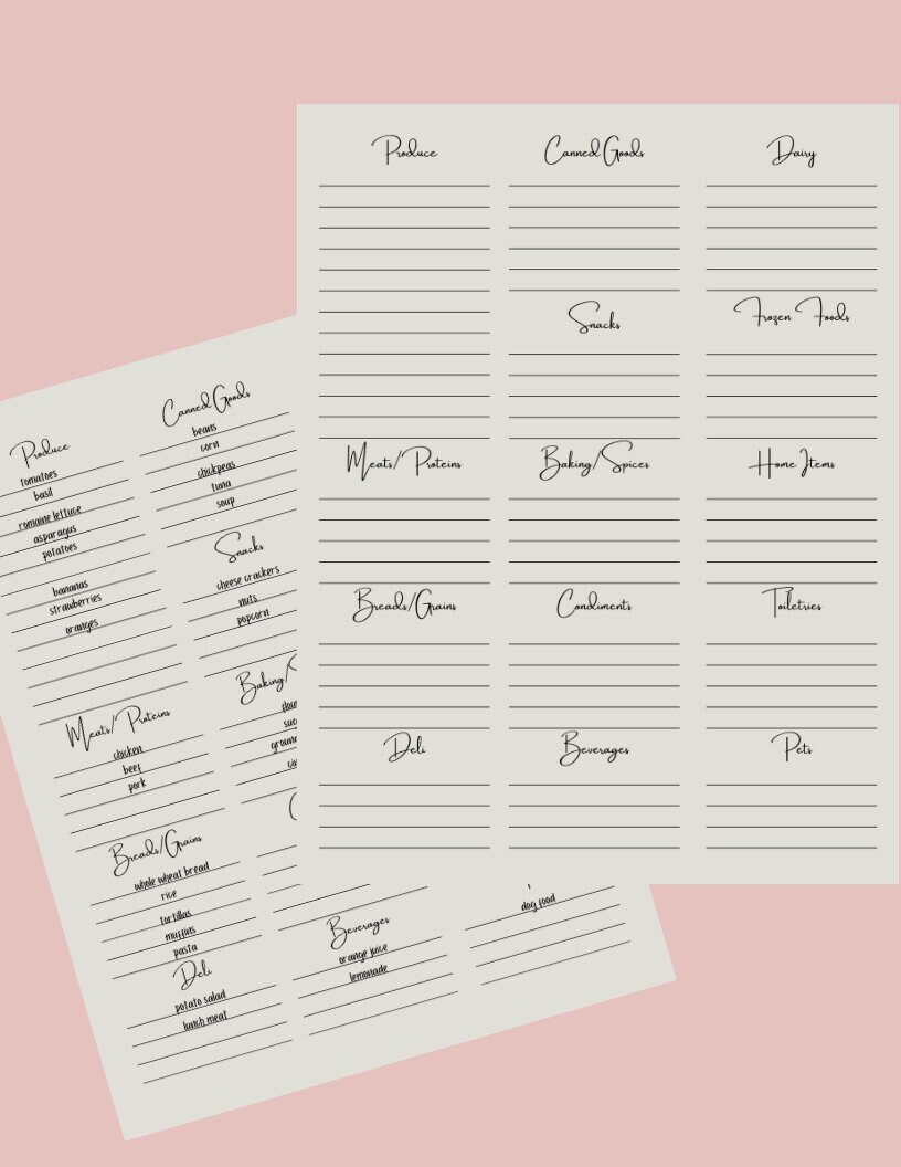 Grocery List Printable - Letter Size - Etsy