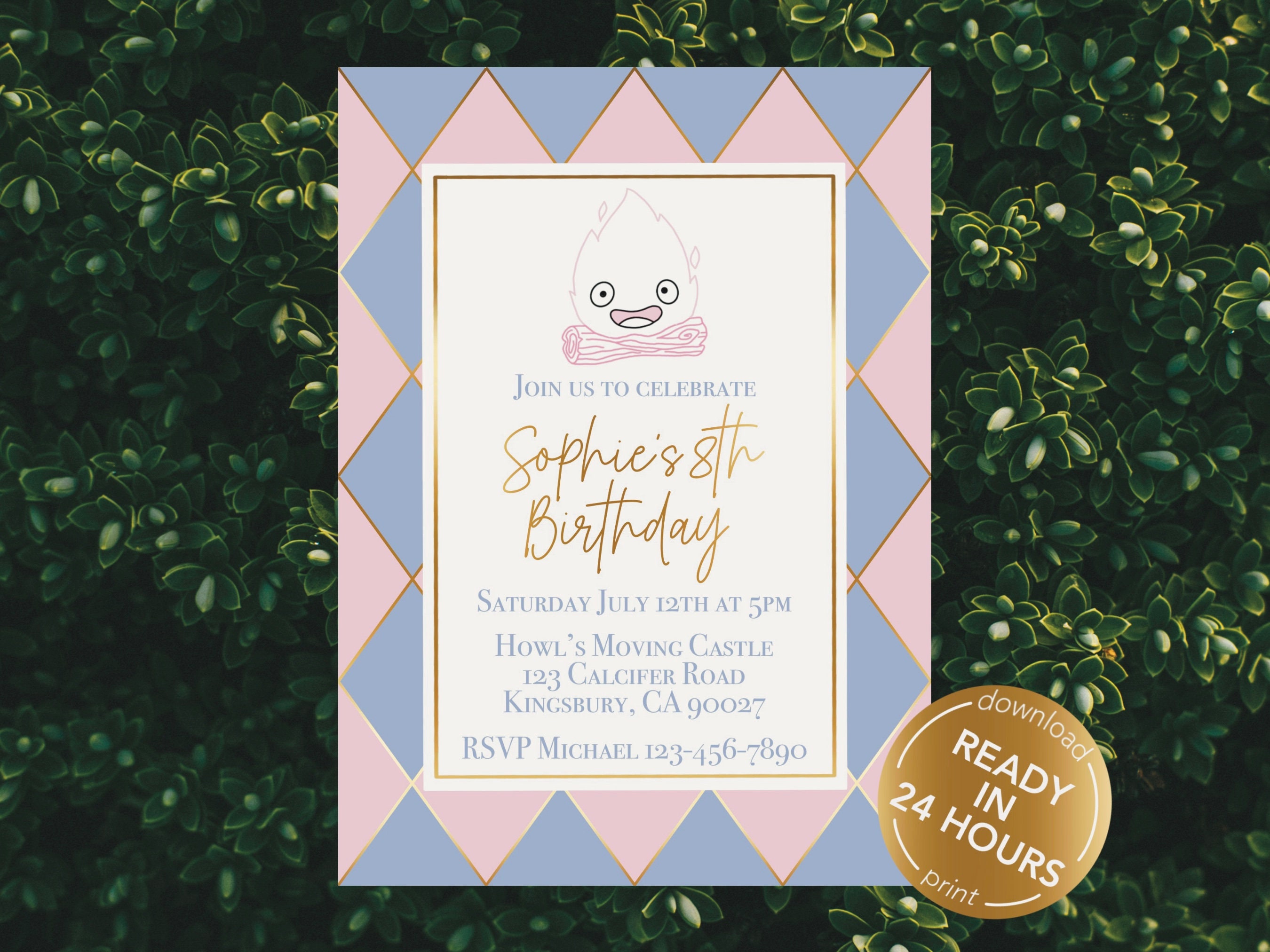 Howls Moving Castle Birthday Invitation, Studio Ghibli Party, Pastel ...