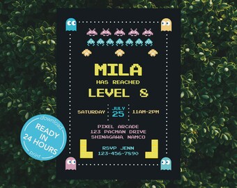 Pac Man Birthday Invitation - Etsy