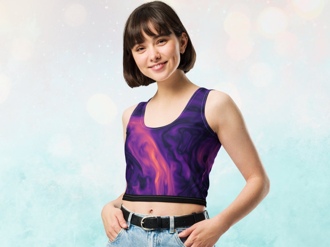 Tie-dye Patterened Body-hugging Cute Casual Crop Top, Gym Workout ...