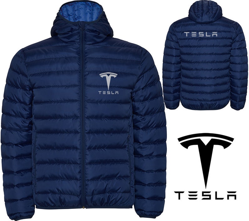 Tesla Motors Black / Dark Blue Quilted Jacket With Hood Veste - Etsy