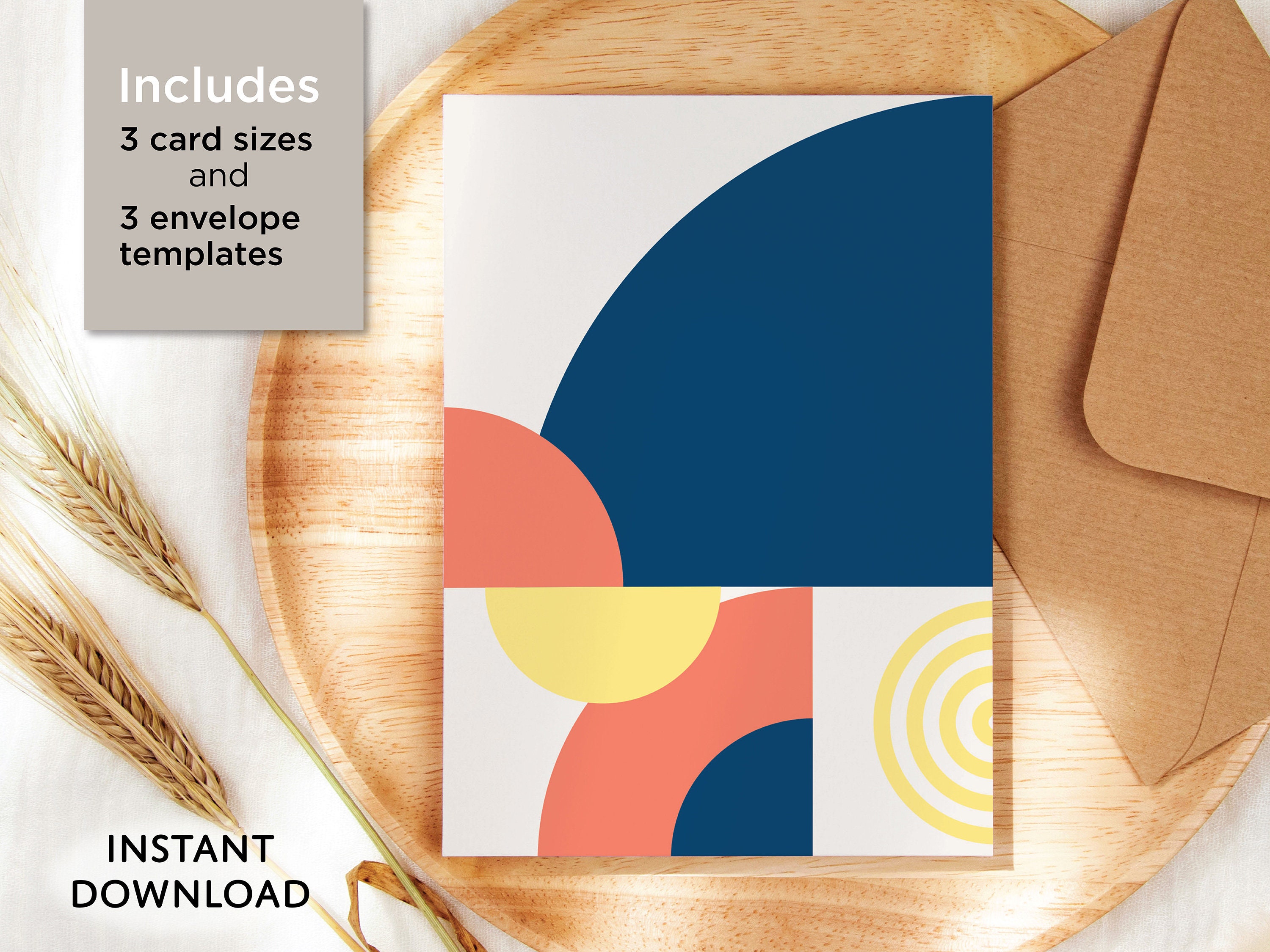 Printable Geometric Blank Card With Free Printable Envelope Templates ...