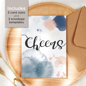 Printable Modern Cheers Card With Free Printable Envelope Templates ...
