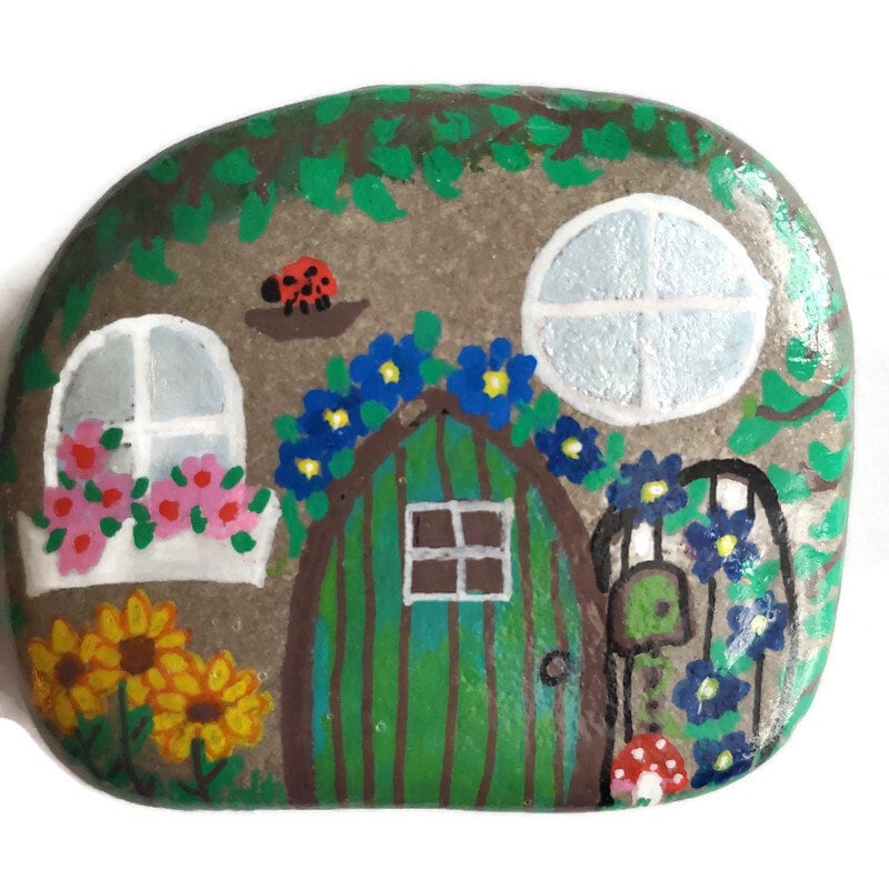 Fairy House Painted Stone - Etsy