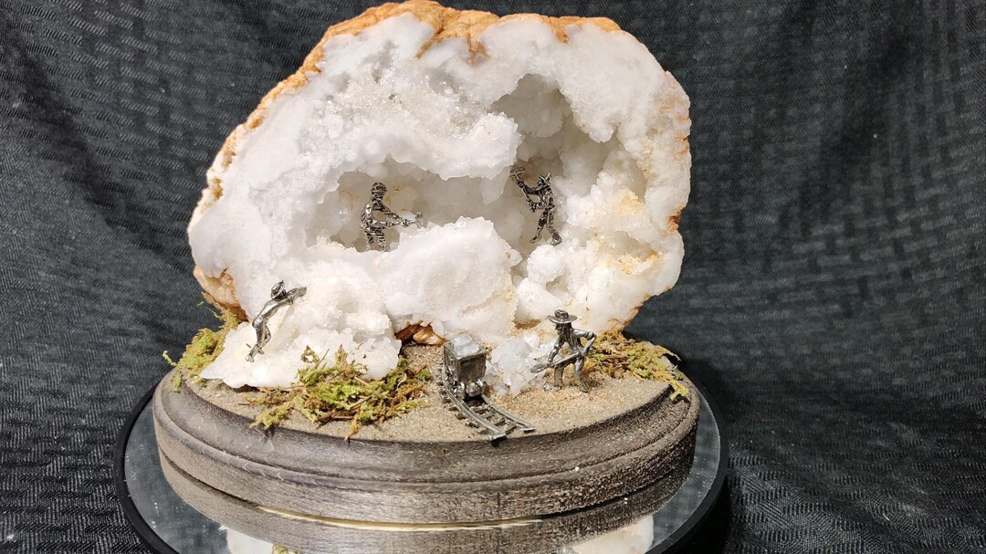 Crystal Geode With Pewter Miners - Etsy