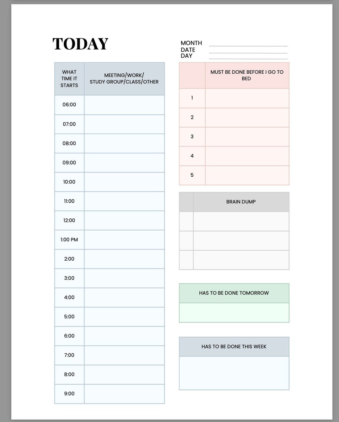 Undated Daily Planner for Those With Executive Dysfunction - Etsy