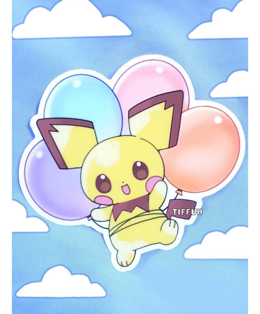Pichu Rainbow Balloons Matte Sticker Baby Pokemon Birthday - Etsy