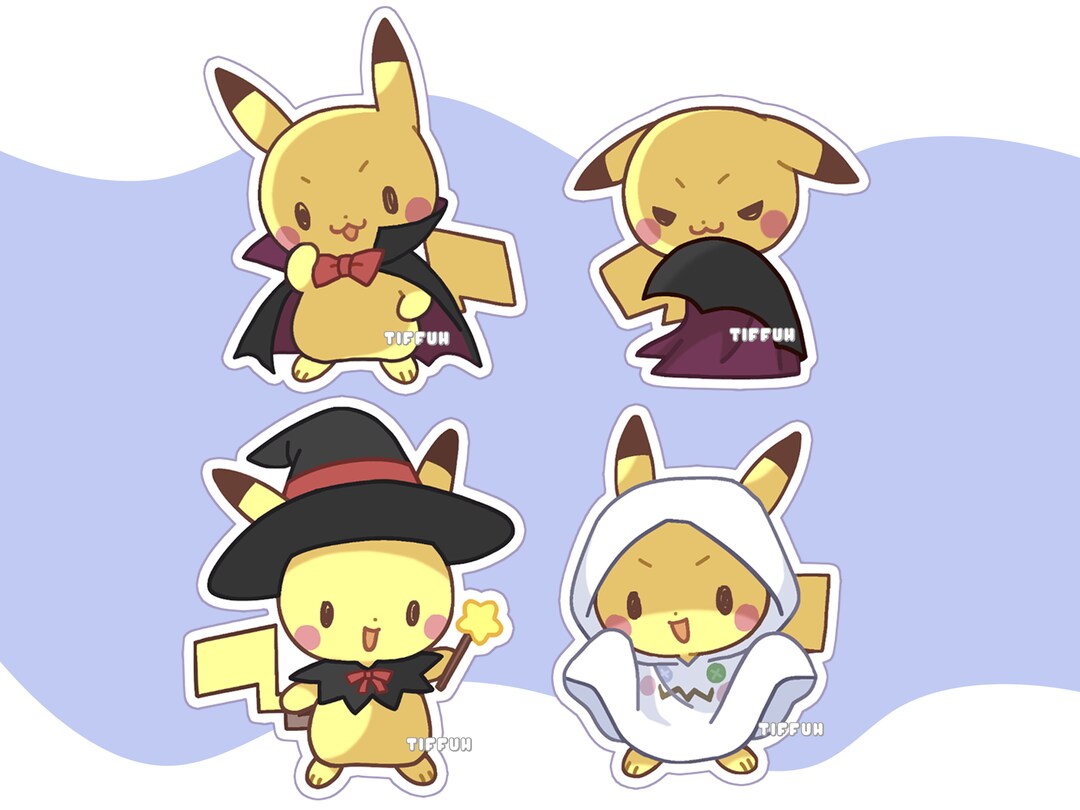 Pikachu Halloween Costume Matte Stickers Vampire Ghost Witch - Etsy