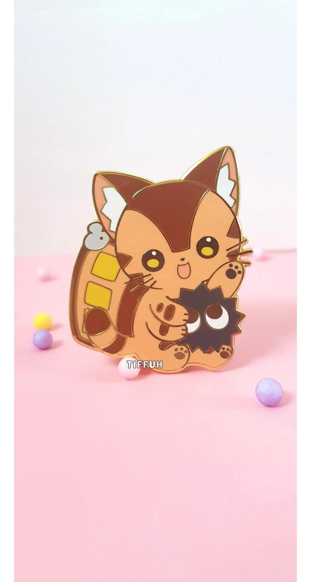 Catbus and Soot Sprite Hard Enamel Gold Plated Pin Studio Ghibli My ...