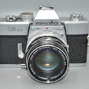 Minolta SR 101 SLR 35mm Film Camera With 1.7 55mm Lens Silver 6311416 ...