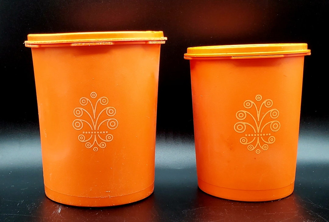 Vintage Orange Tupperware Canisters Set - Etsy