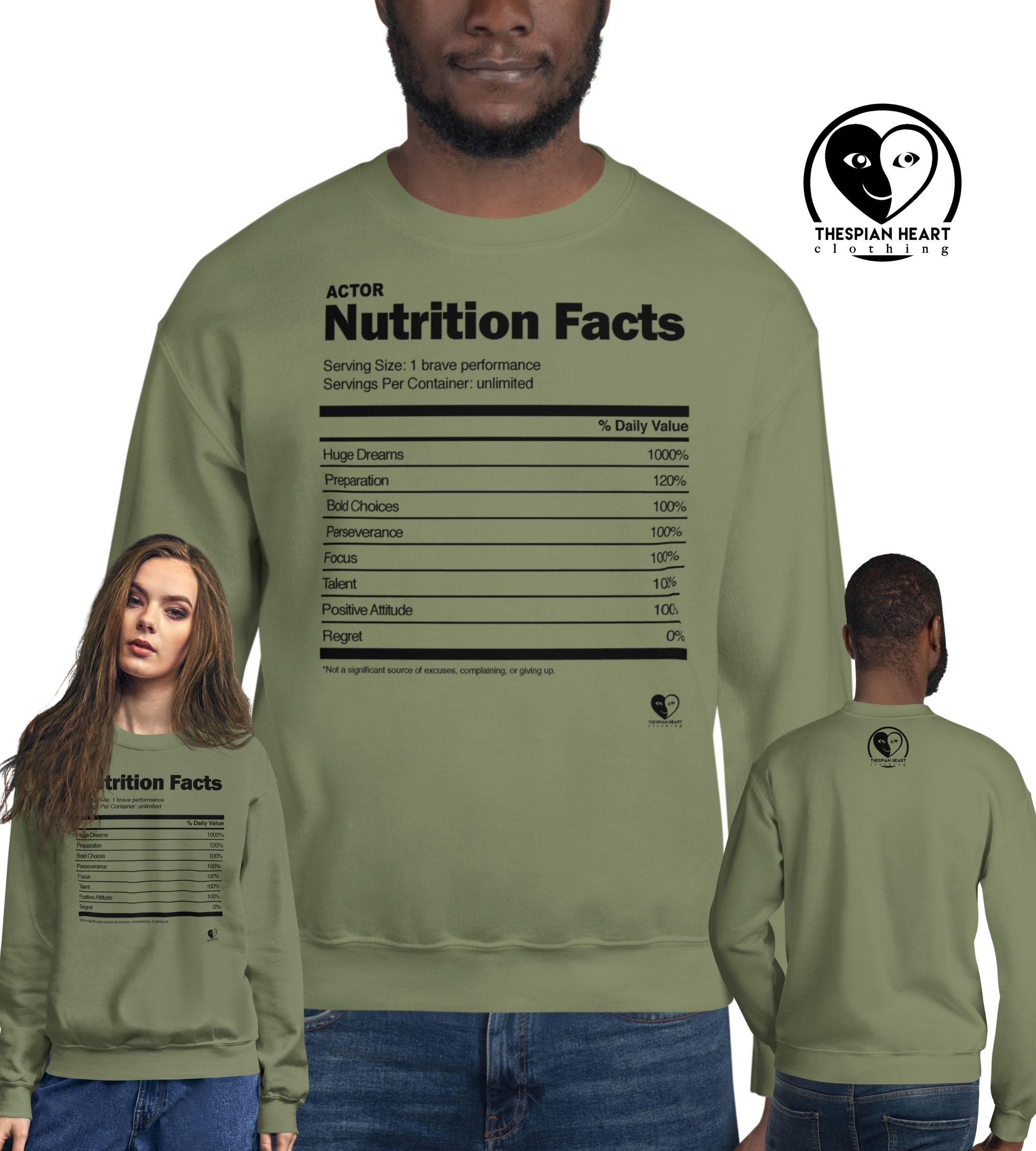 Actor Nutrition Facts Unisex Crewneck Sweatshirt, Drama School Gift ...