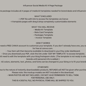 Influencer Media Kit Package | Media Kit Sheet | Rate Sheet | Packages ...