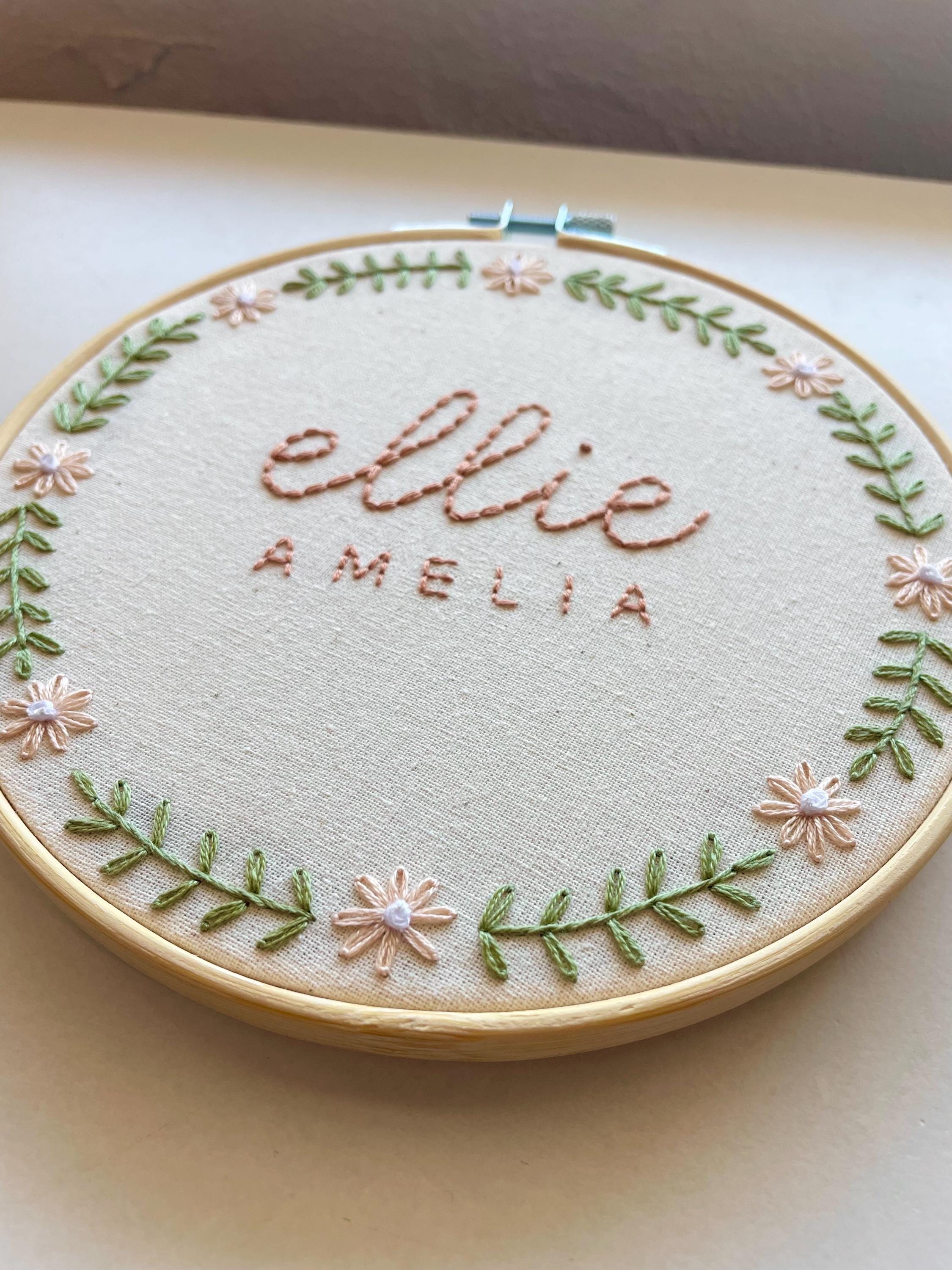 Hand Embroidered Name Hoop, Personalized Embroidery Hoop, Baby Name ...