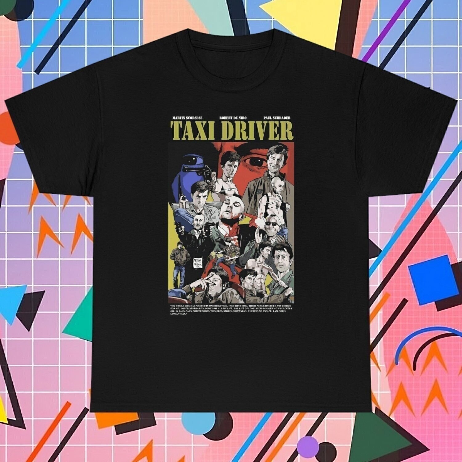 Taxi Driver T Shirt, Robert De Niro 1976 Classic Movie Graphic Taxi ...