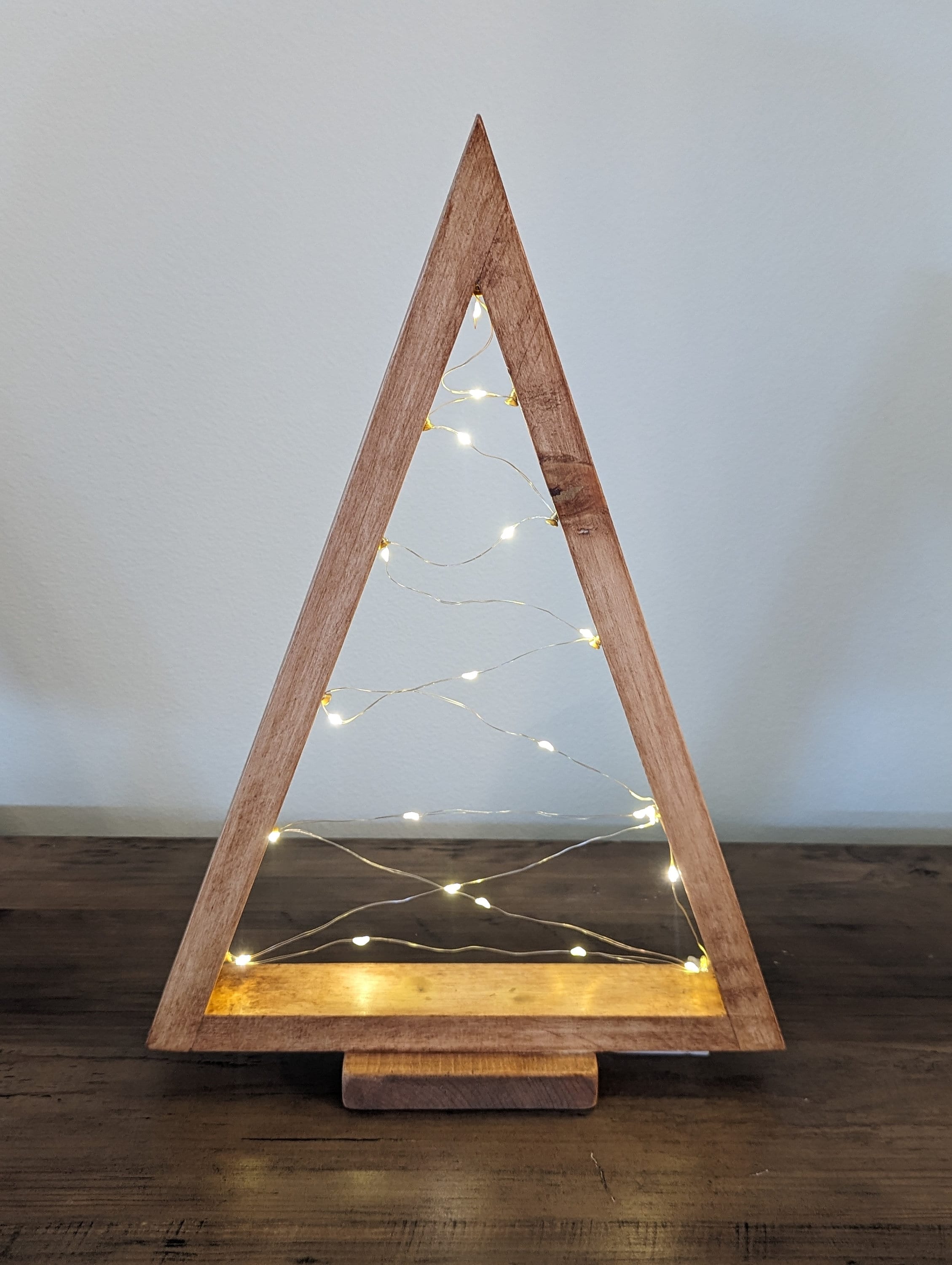 Handmade Wooden Standing Triangular Christmas Trees With Lights ...