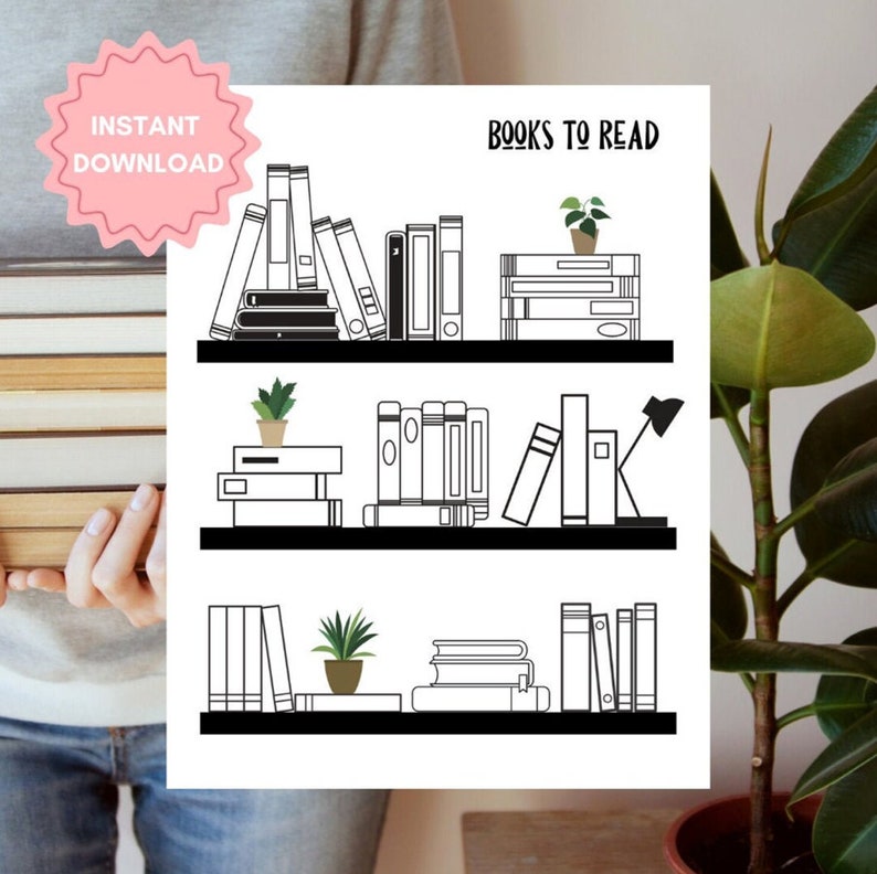 PRINTABLE BOOKS to READ Tracker Bookshelves Reading Planner Bookshelf ...