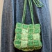 Raffia Green Braided Bucket Bag With Gold Trim, Braided Bag, Bicolor ...