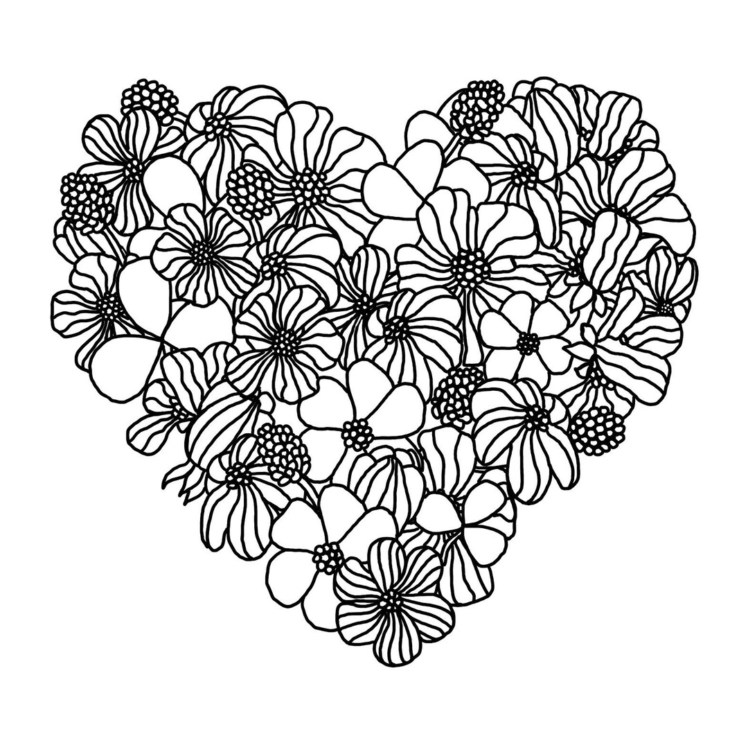 Flower Heart Digital Download Png Logo Cricut Stencil Vinyl Art Project ...