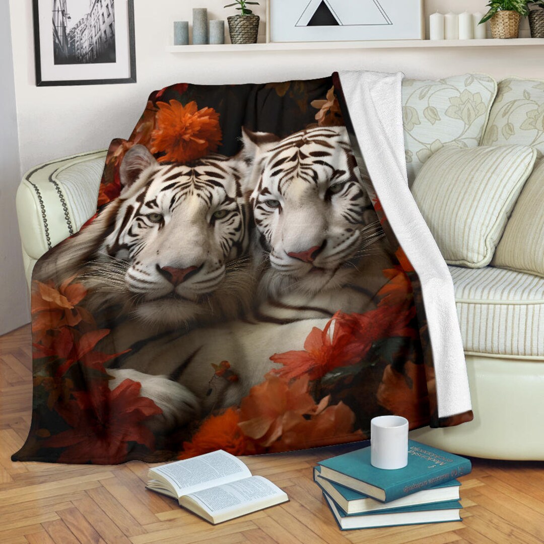 White Tiger Blanket - Etsy