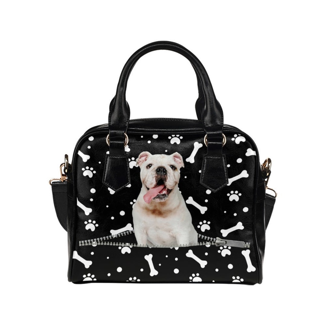 Bulldog Puppy Zip Paws and Bones Shoulder Handbag - Etsy