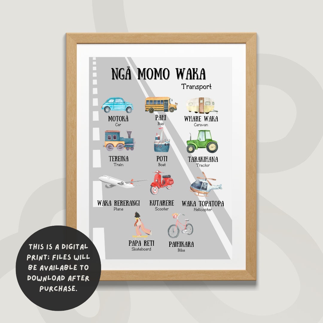 Te Reo Māori & English Learning Poster for Kids Nga Momo Waka - Etsy