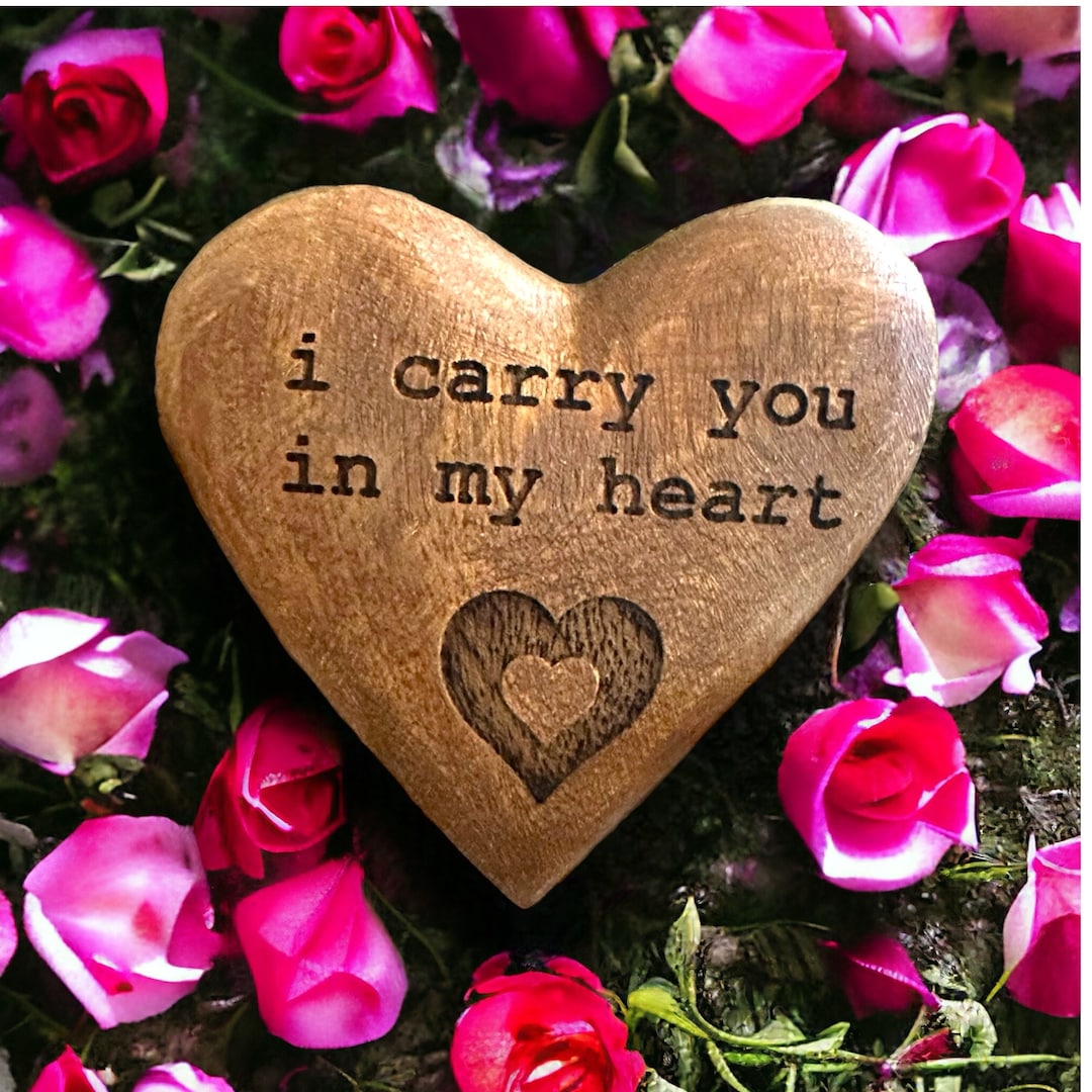 I Carry You in My Heart, Wood Heart - Etsy