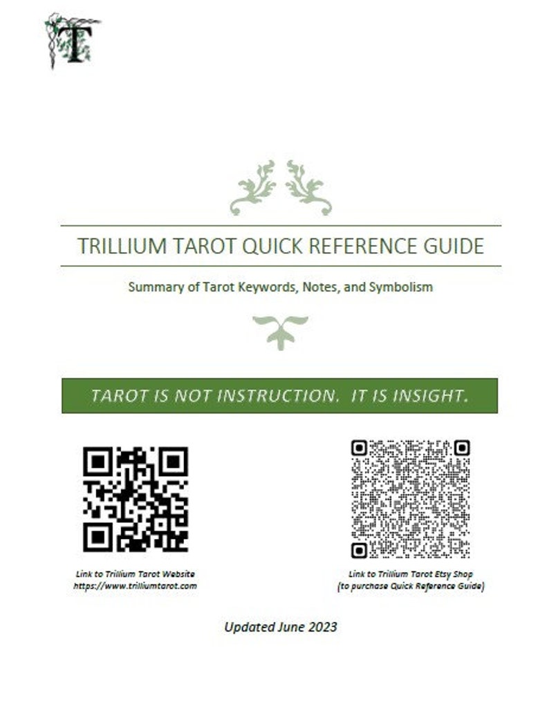 Trillium Tarot Quick Reference Guide (updated June 2023) - Etsy