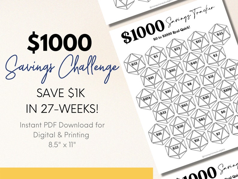 1,000 Money Savings Challenge | Cash Envelope Stuffing 1,000 Tracker ...