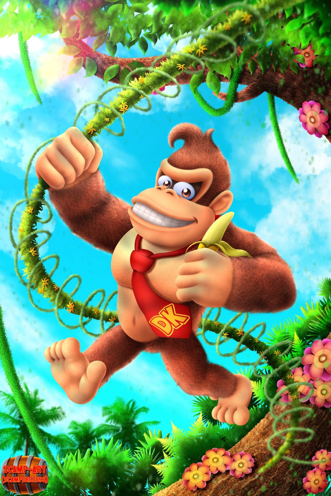 Donkey Kong Nintendo Art Super Smash Bros. Retro Style digital Art ...
