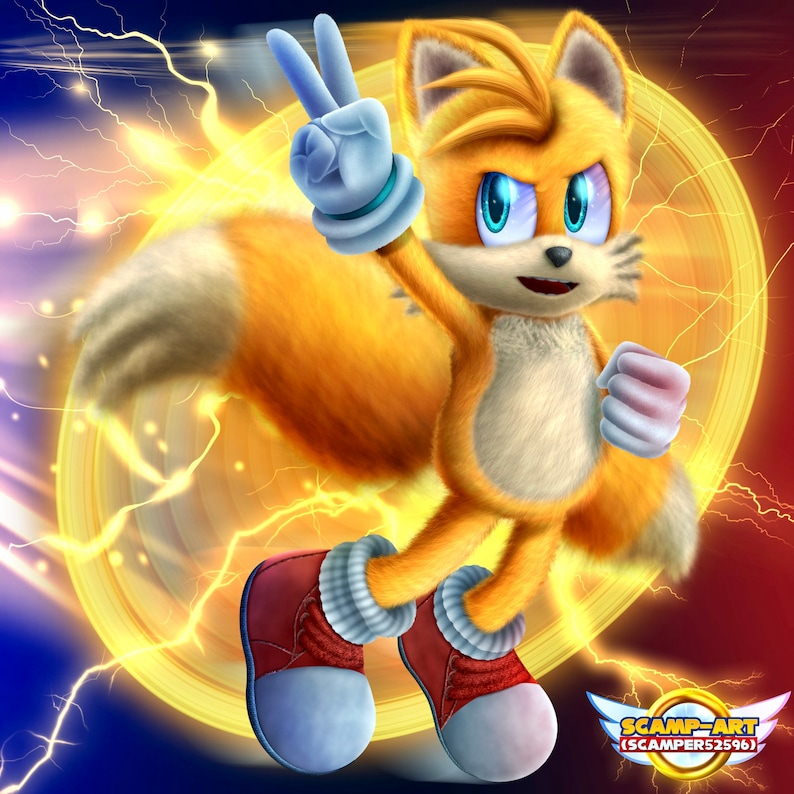 Movie Tails Tails the Fox Sonic Art Sega Art Digital Art Canvas Prints ...