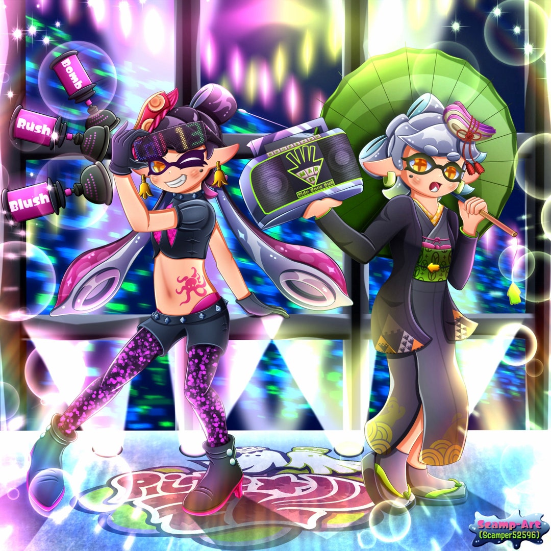Splatoon 2 Squid Sisters Callie & Marie Splatoon Digital Art Canvas ...