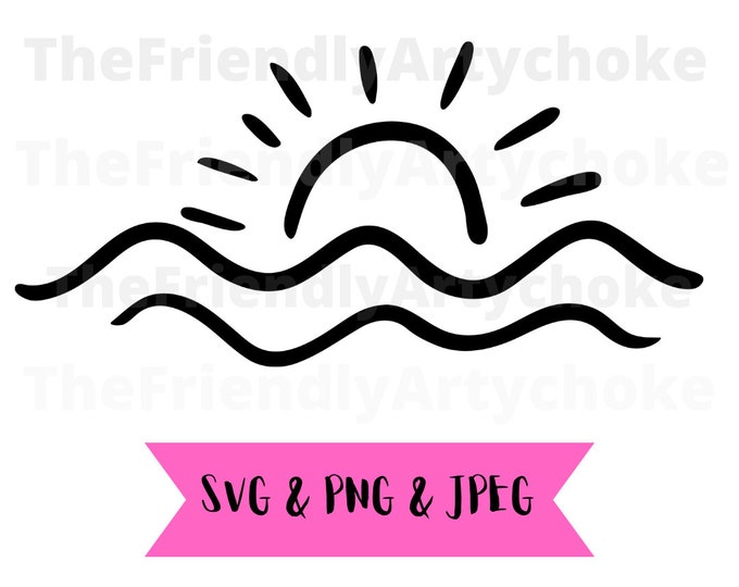 Sun Svg Ocean Waves Svg Water Svg Sunset Svg Png Jpeg - Etsy