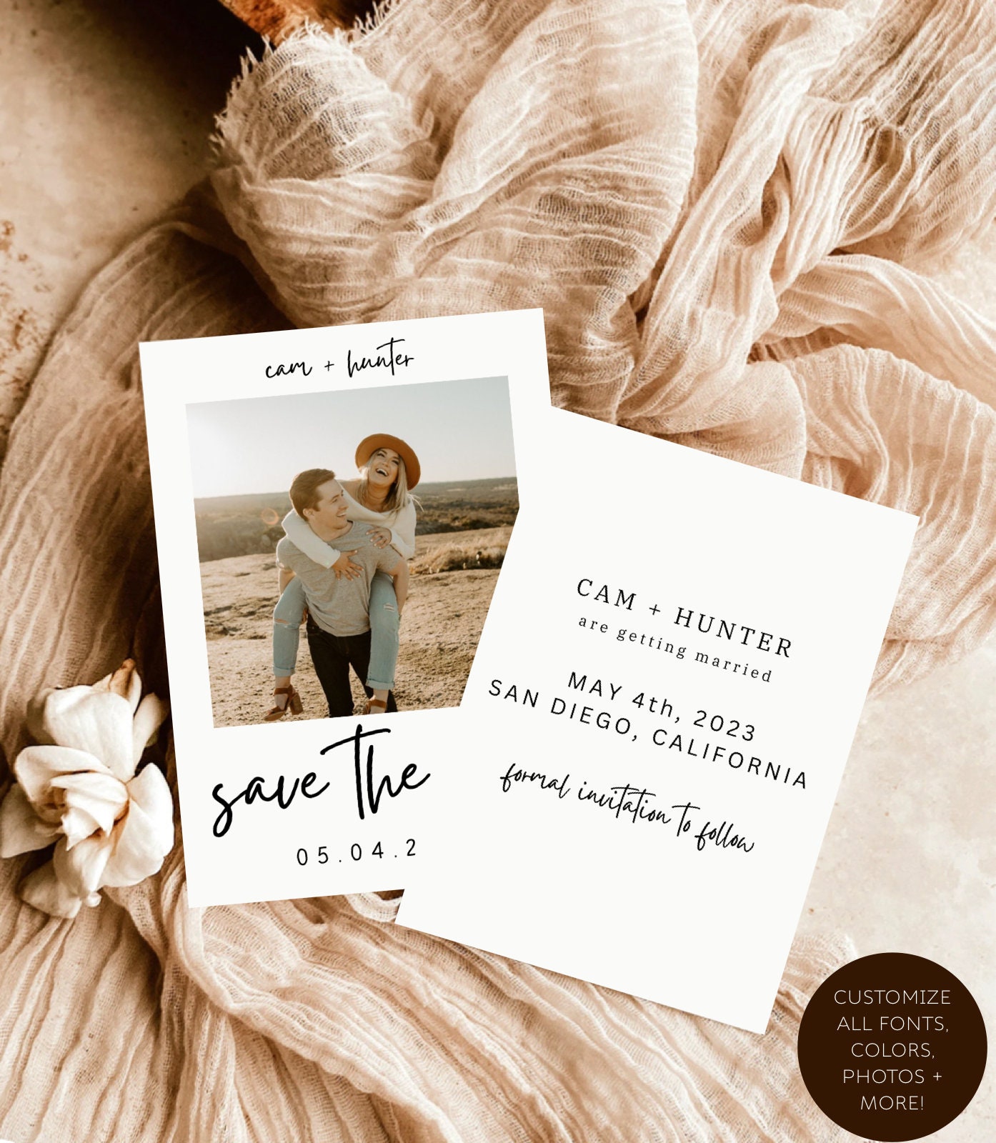 Minimalist Save the Date Template Photo Save the Date Invite Simple ...