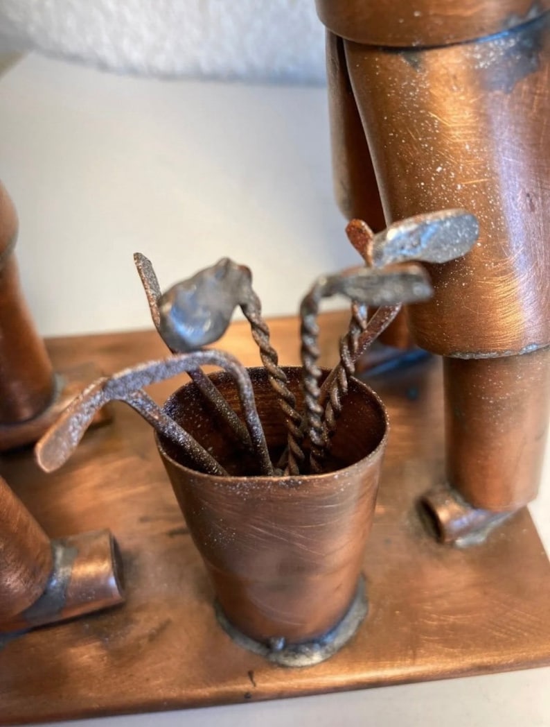 Copper Pipe Folk Art Golfer Figurine Sculpture Signed "the Plumbers ...