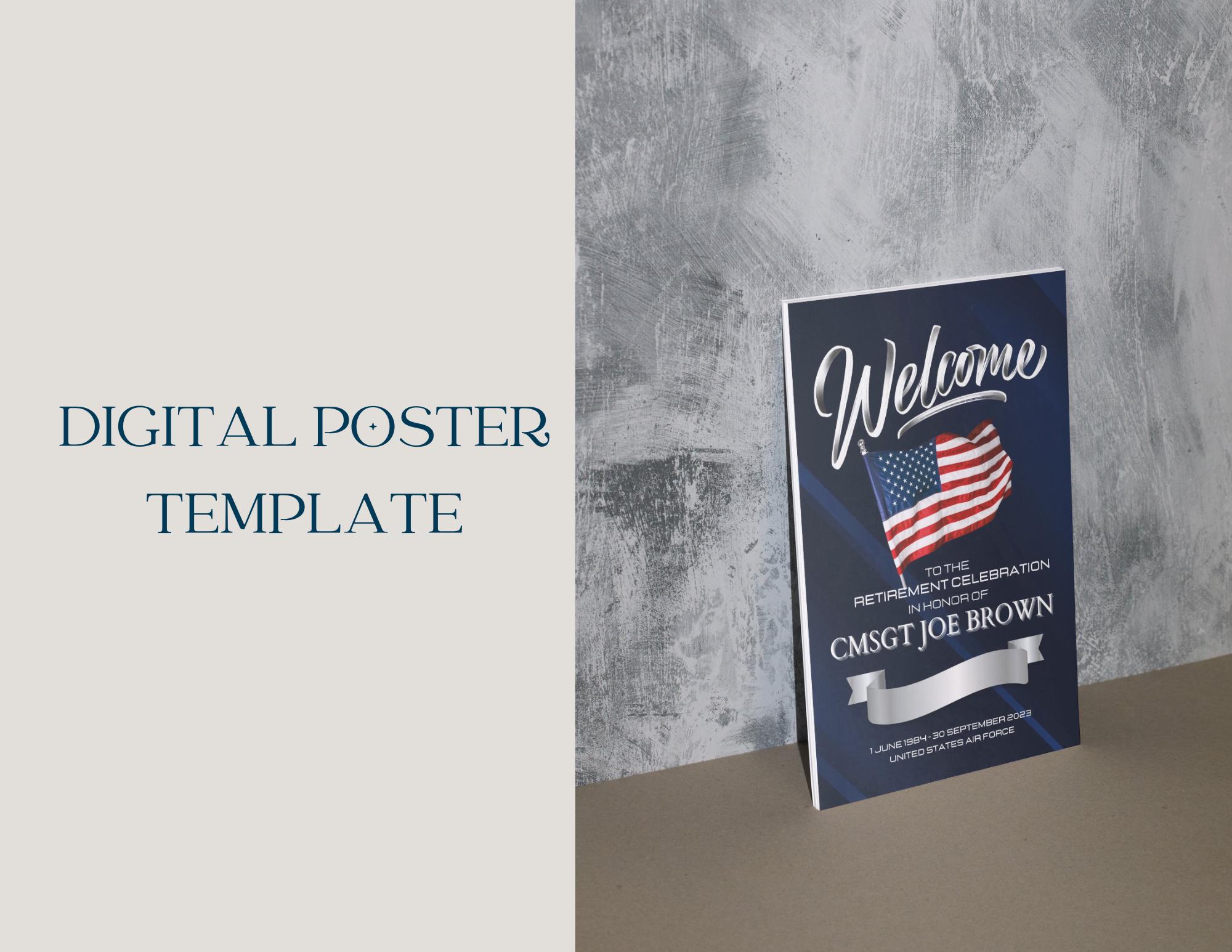 Military Retirement Poster Digital Template - Customizable Printable ...
